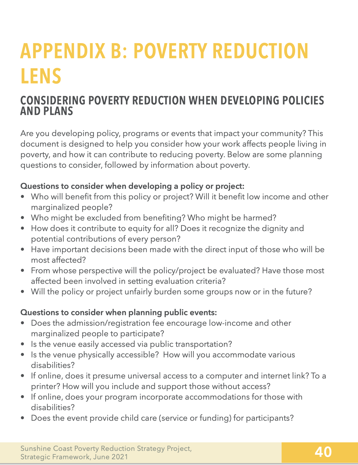 2021 Poverty Reduction Strategy - Sunshine Coast Resource Centre