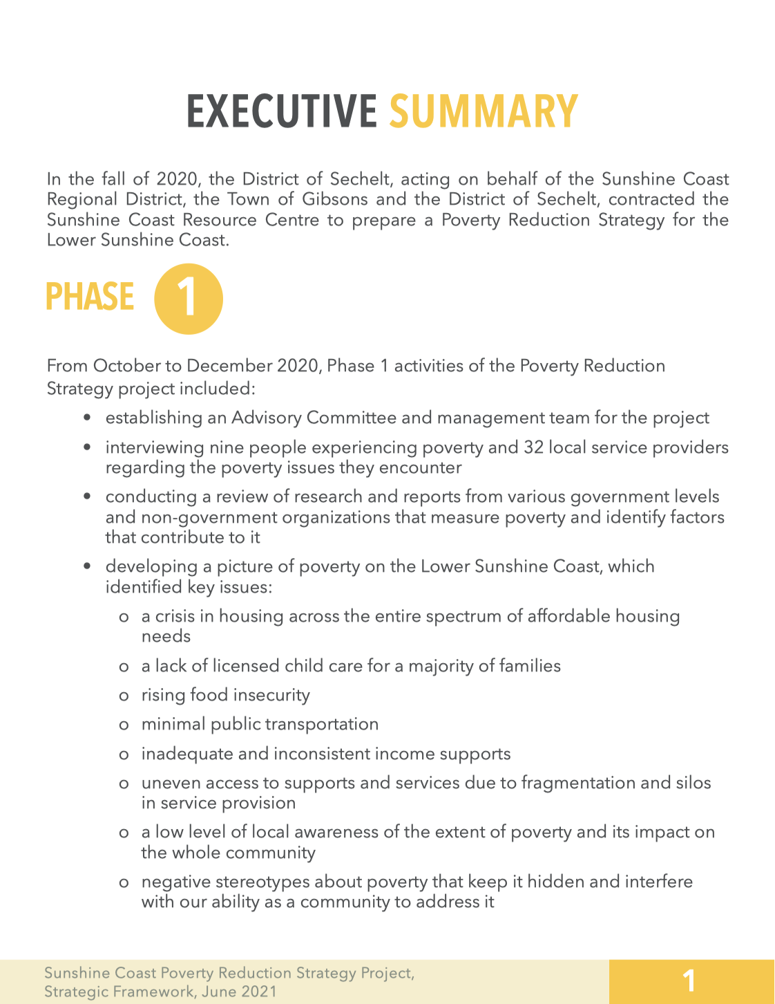 2021 Poverty Reduction Strategy - Sunshine Coast Resource Centre